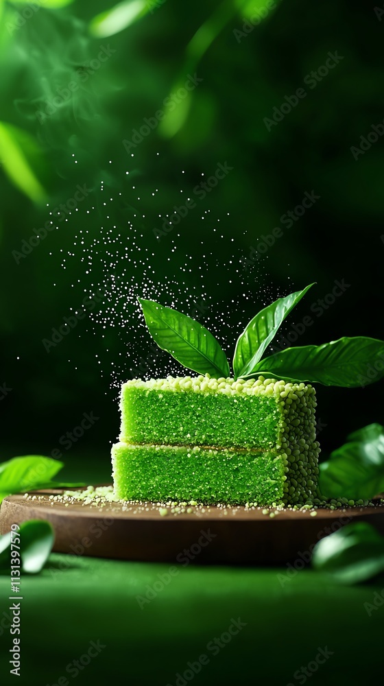 Vietnamese banh da lon, steamed tapioca layer cake with pandan and mung ...