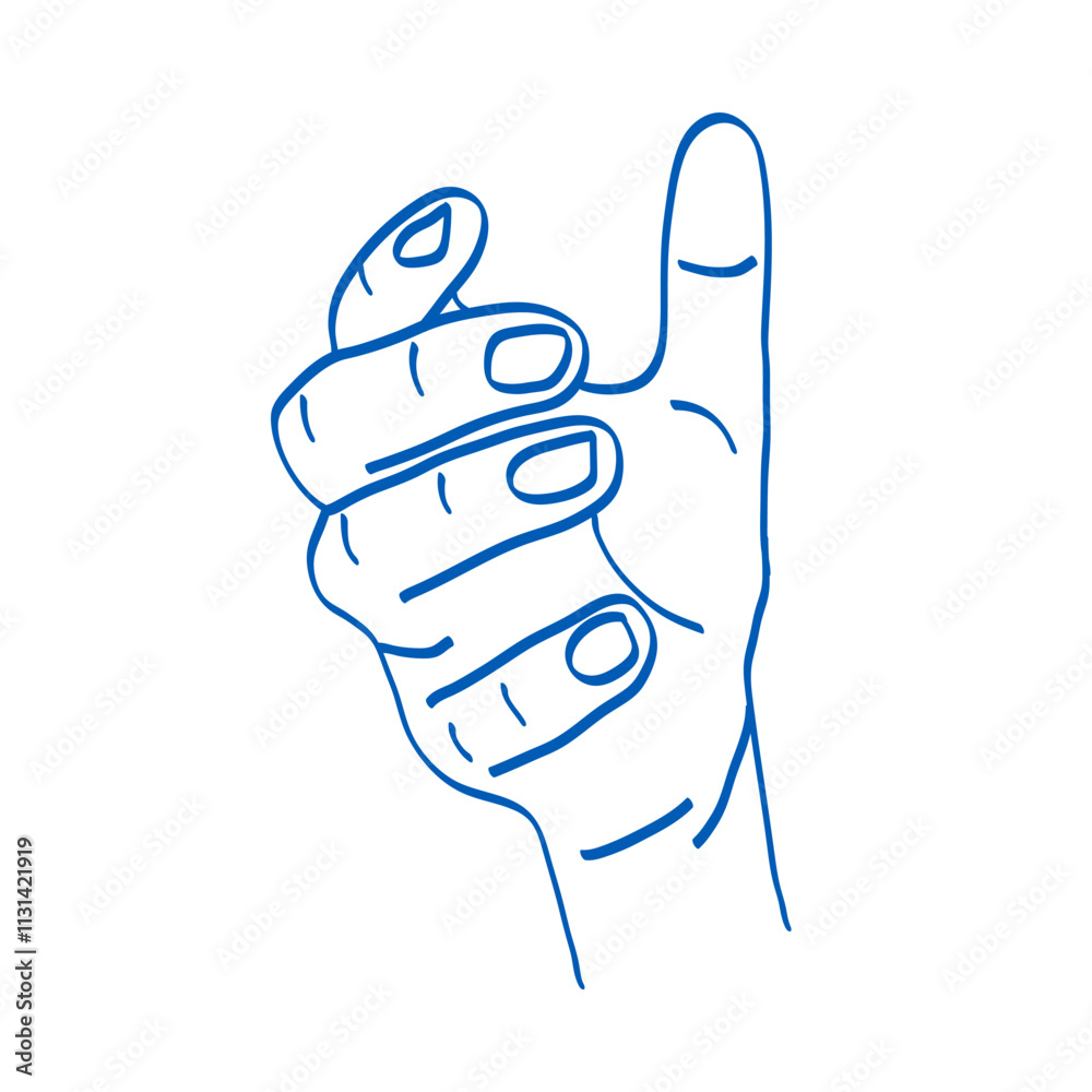 Hand gesture. Sign language. Vector illustration. Index, middle, ring ...