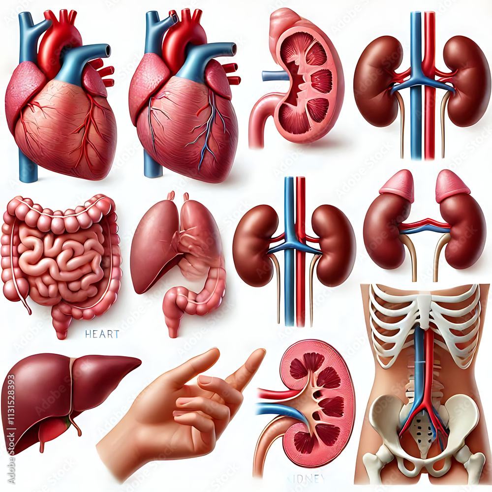 Realistic human body inside organs vector illustration. human Heart ...