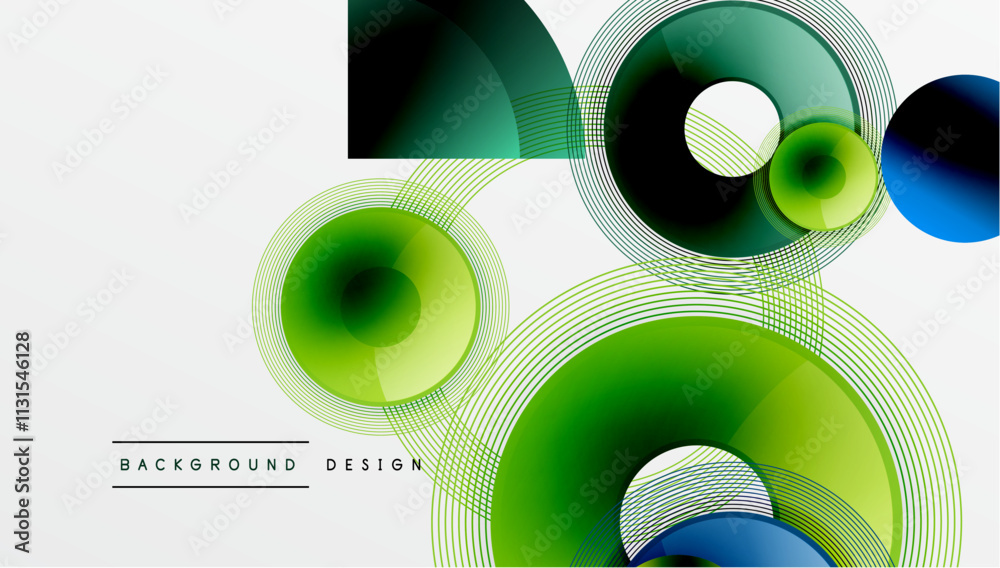 Abstract composition of overlapping circles with smooth gradients and transparency effects ...