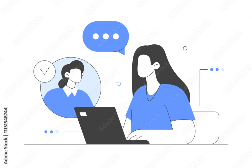 Female customer service agent talking with client and helping to solve ...