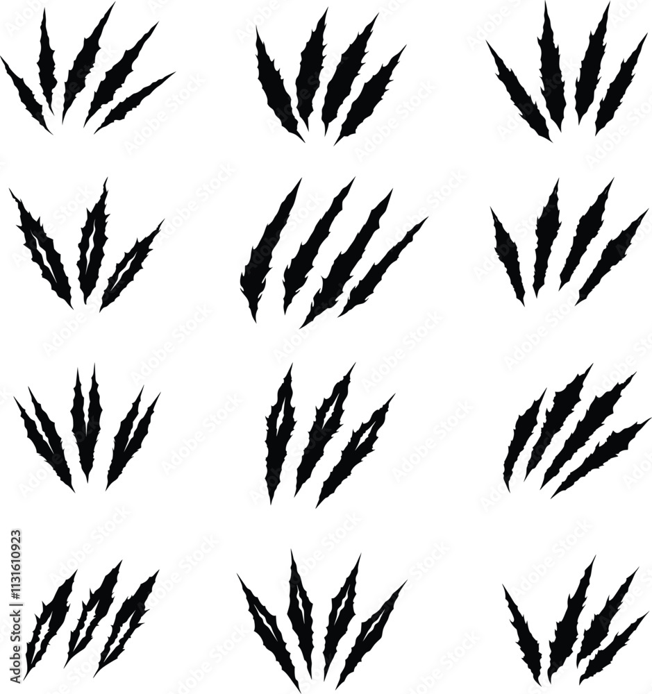 Claw marks collection set. Beast claw in hand drawing, monster claw ...