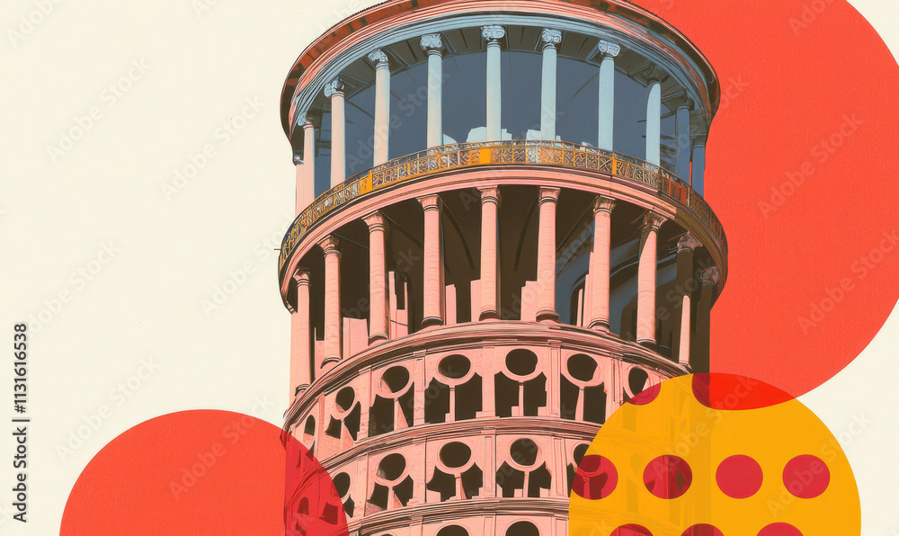 digital artwork of biza tower of rome with classical columns and ...