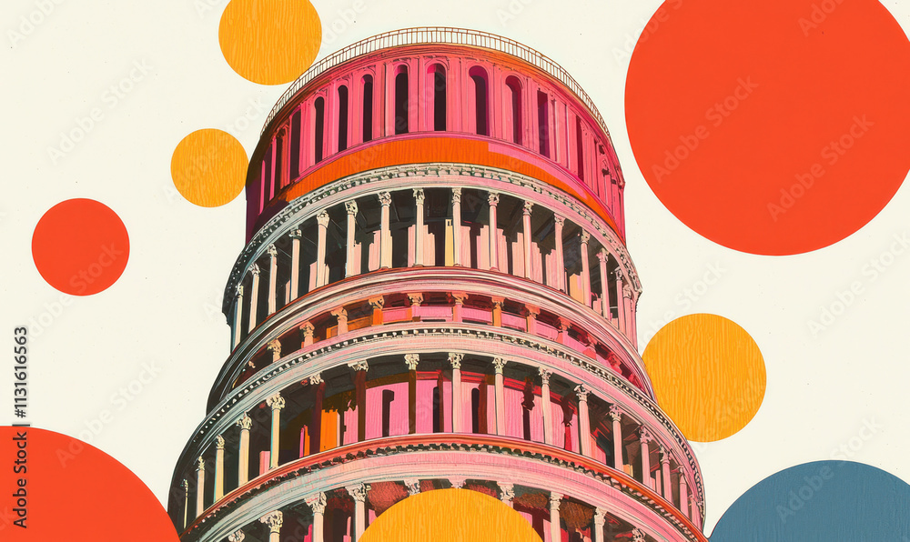 digital artwork of biza tower of rome with classical columns and ...