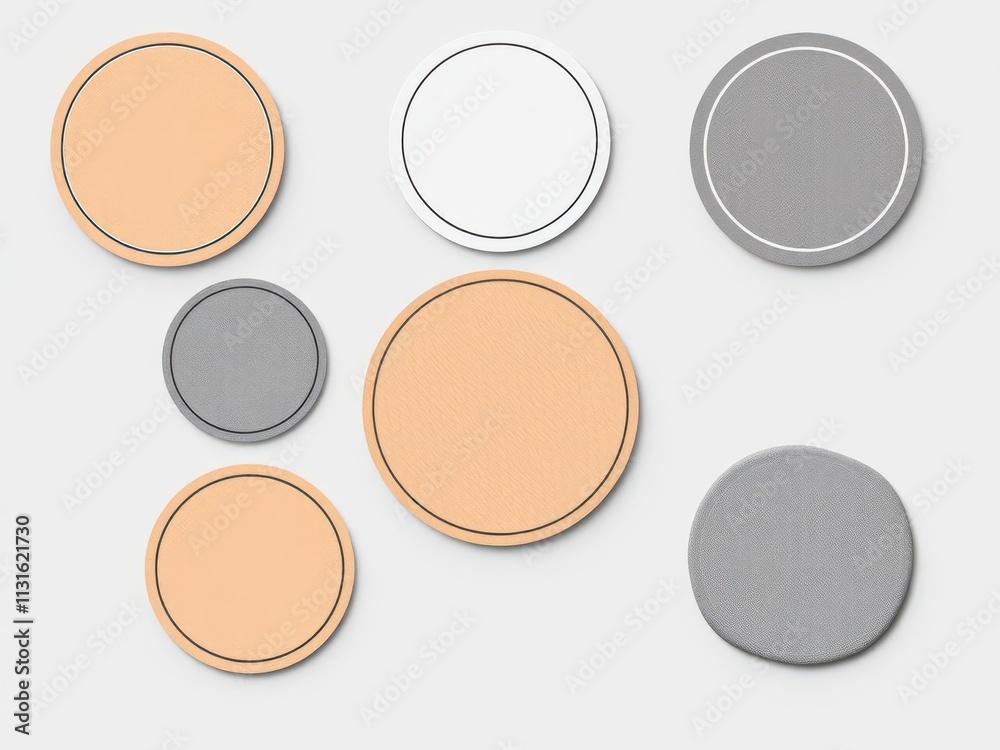 Round and square sticker design mockup set with various sizes and ...