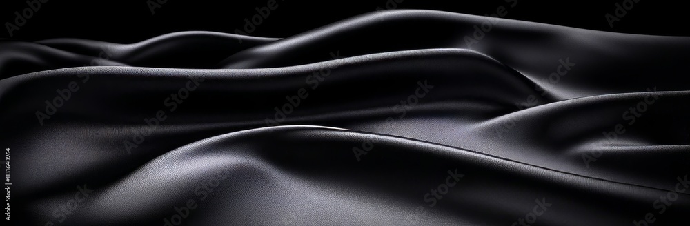 Elegant black fabric with a gradient noise grain pattern and soft folds ...