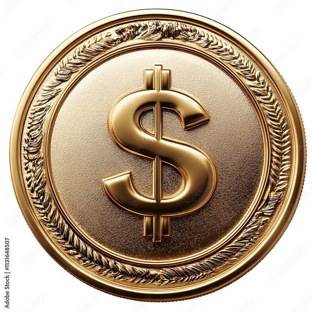 Gold coin with a $ sign png with no background. Stock Illustration ...