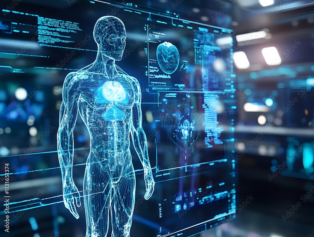 Futuristic digital representation of a human body showcasing the ...
