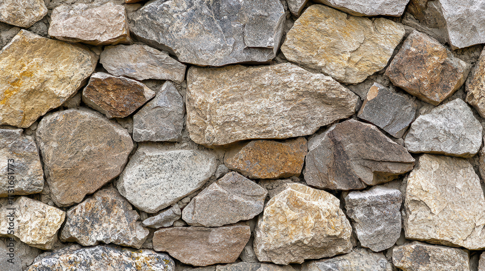 Natural stone wall with various textures and colors, showcasing rustic ...