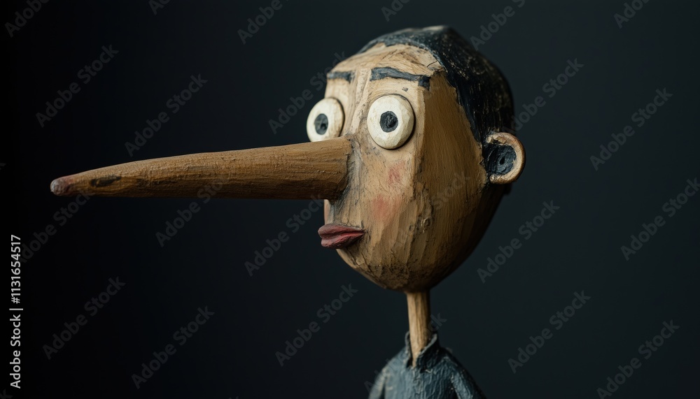 Wooden Marionette With Long Nose: Deceptive Puppet Character Masked In ...