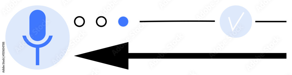 Microphone icon in blue circle with status indicators black, white ...