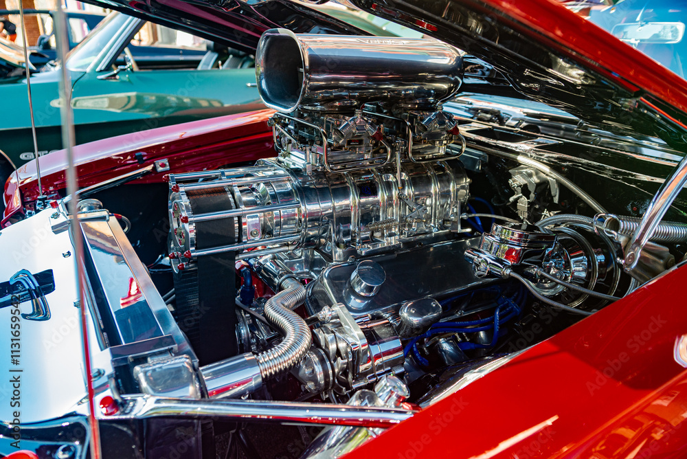 boosted or turbocharged engine under the hood of a Chevy Chevrolet ...