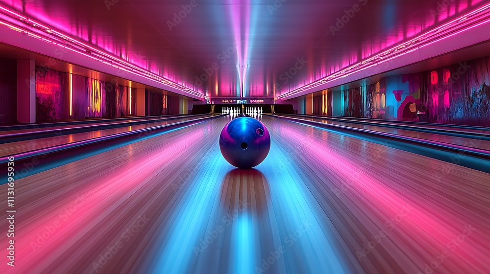 Striking atmosphere bowling alley vibrant neon light wallpaper ...