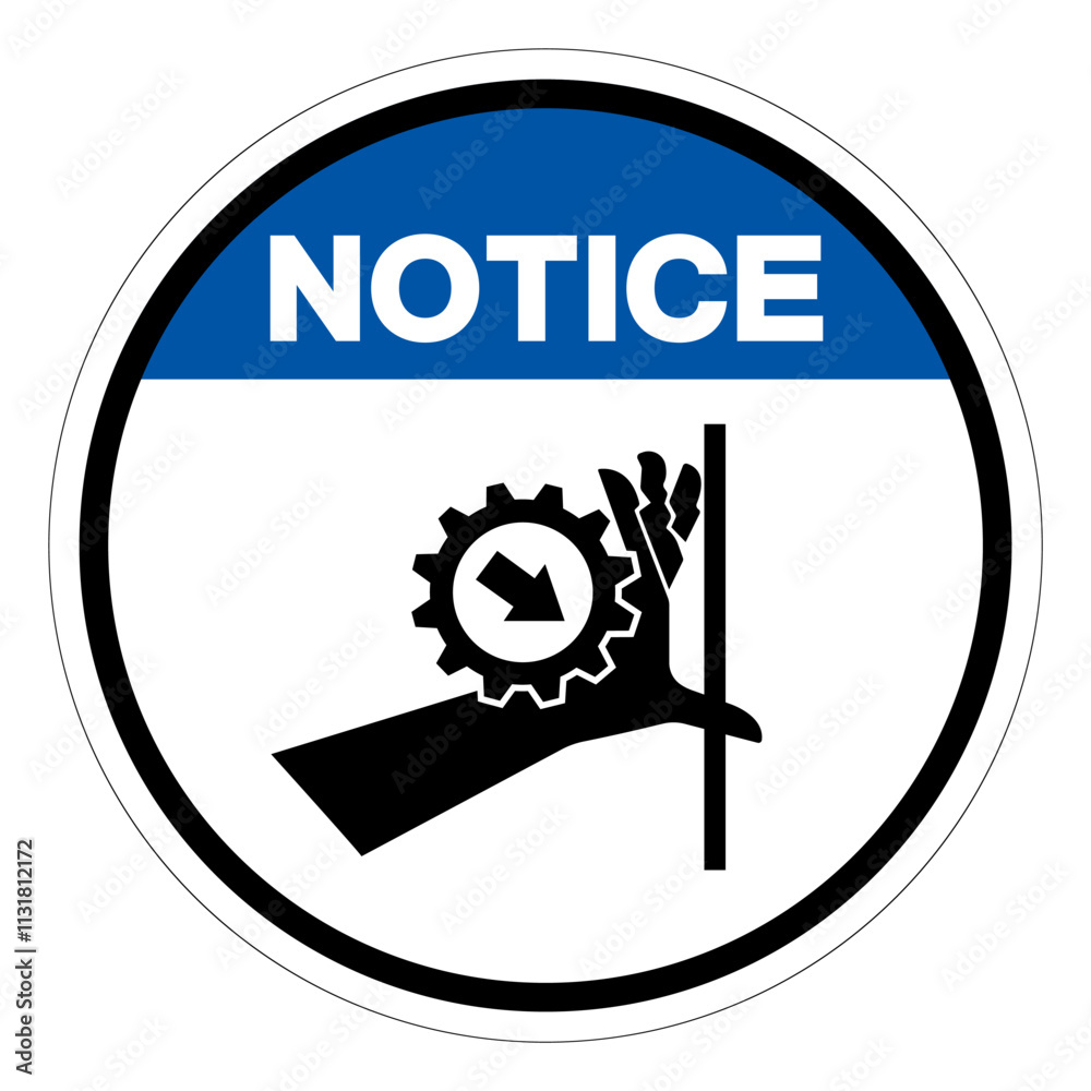 Notice Hand Entanglement Gear Crusher Symbol Sign, Vector Illustration ...