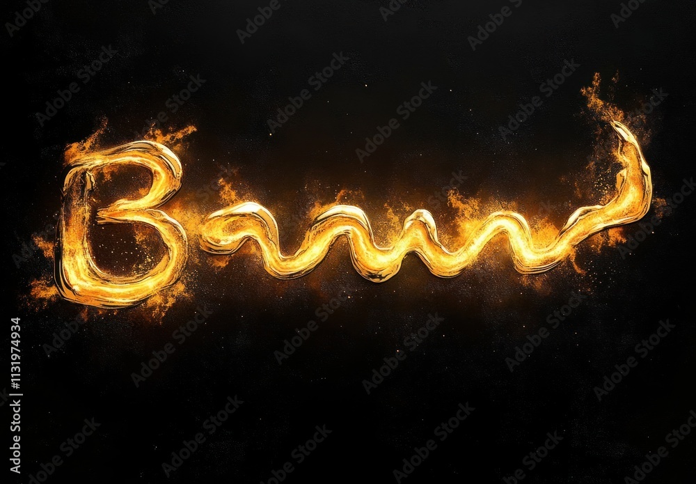 Elegant Gold Glossy Chrome Text Effect with Dramatic Spotlight for ...
