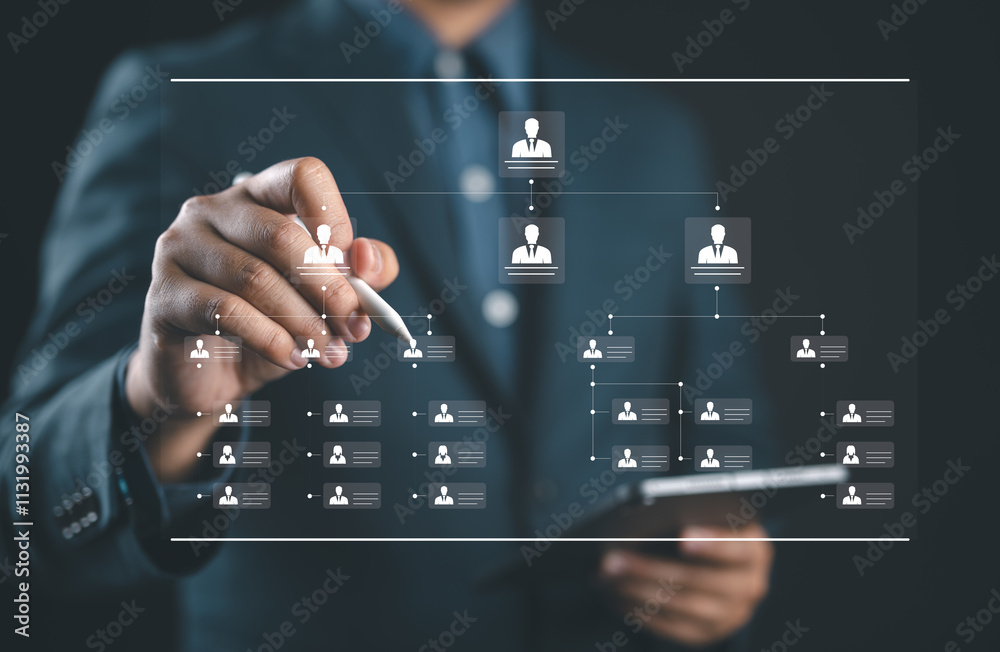 Foto de Stock Business workflow process management concept. Digital transformation, Workflow ...