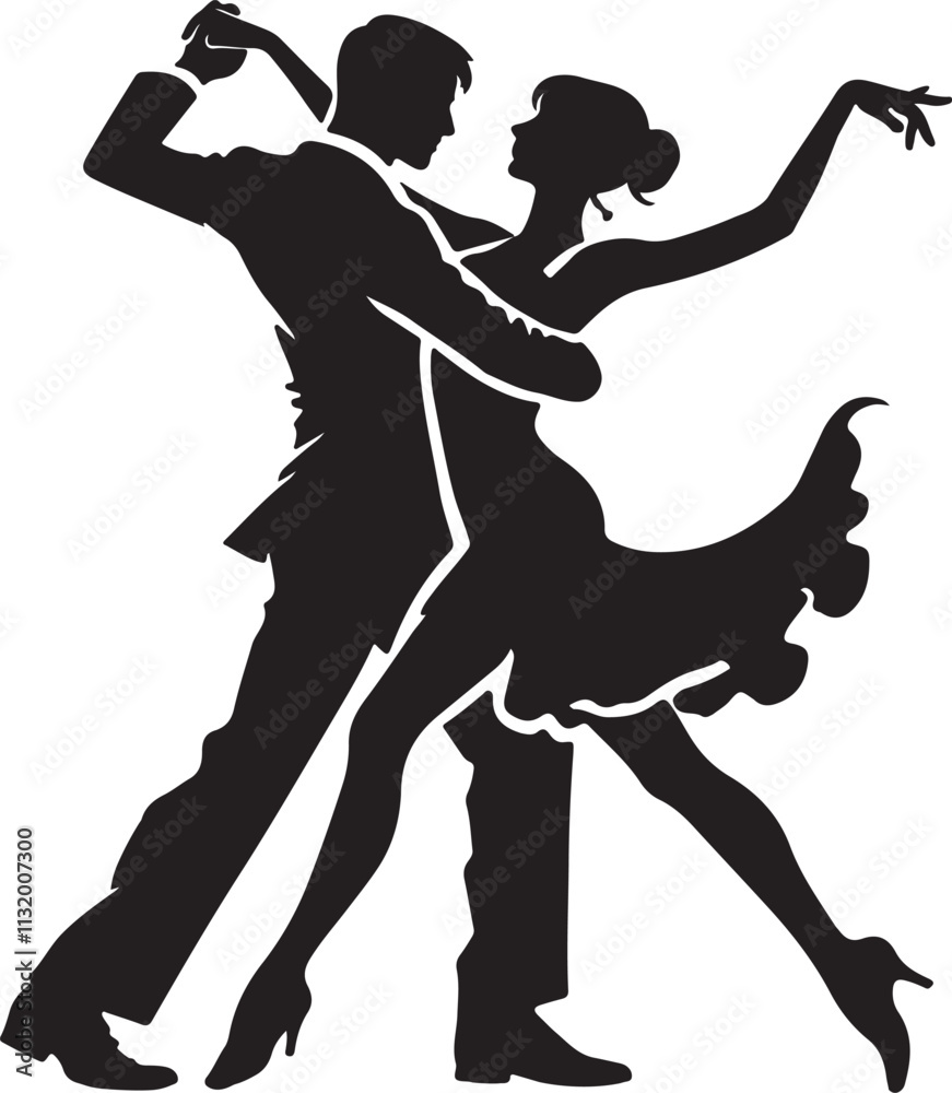 couple dancing silhouette vector art illustration isolated on transparent background Stock ...