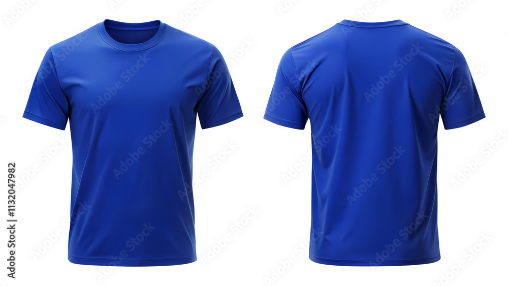 royal blue blank t shirt template from two sides isolated on ...