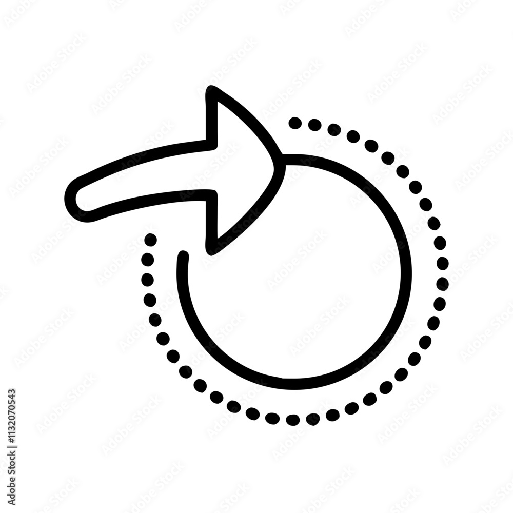 Clockwise arrow icon, circular movement symbol, line art design, black ...