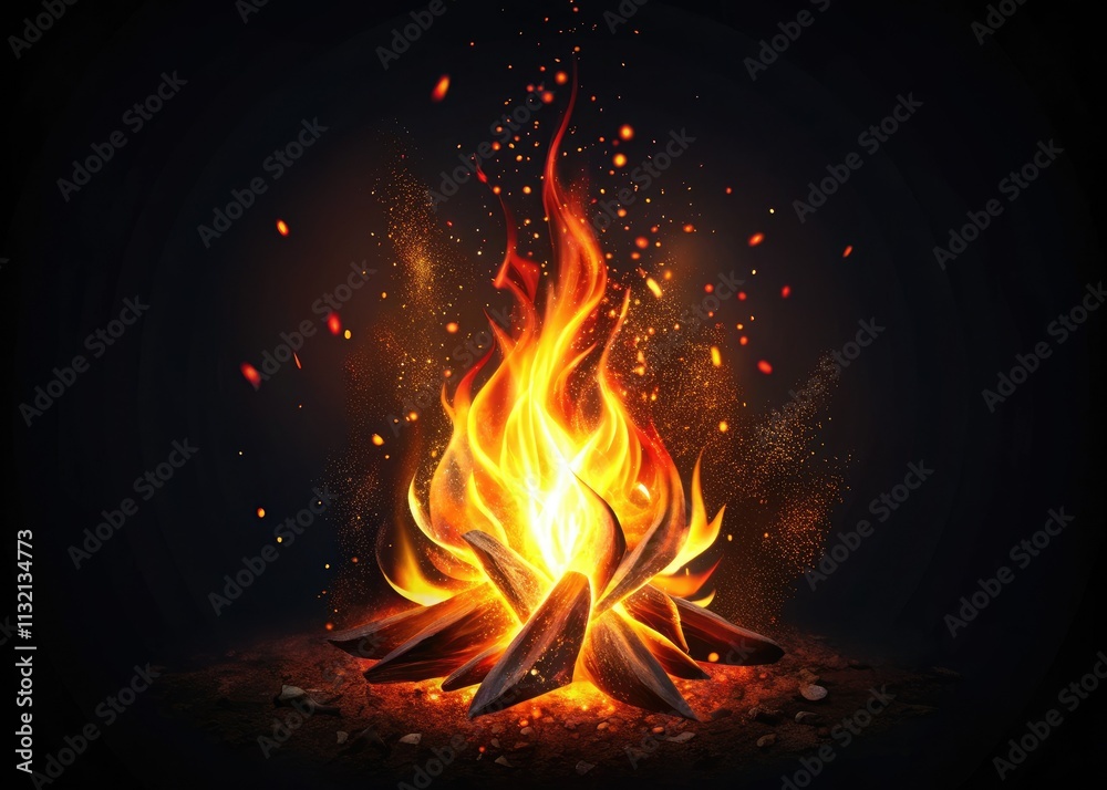 Night Fire Logo Design: Simple Cool Burning Ember Branding Symbol Stock ...