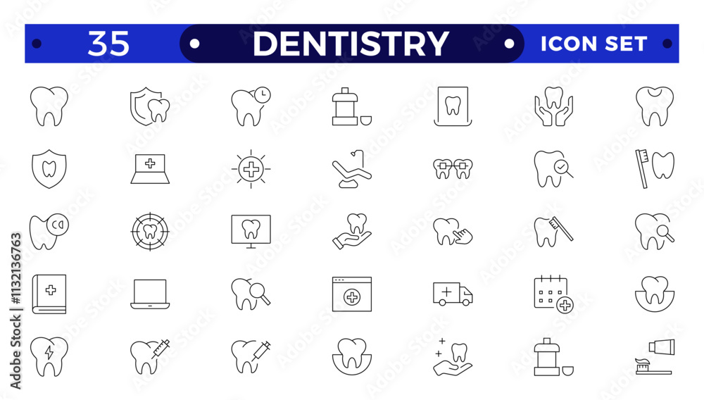 Dentistry icon collection. Related to tooth, dentist, toothpaste ...