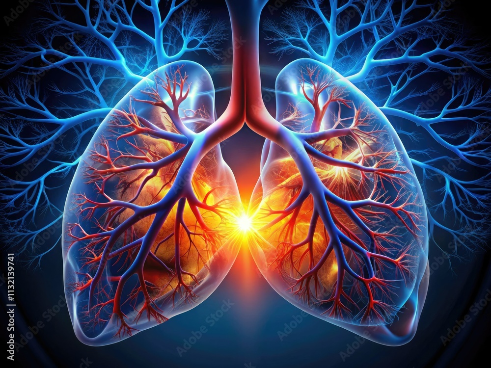 Ilustración de Stock Night Photography of Pulmonary Embolism Visualized ...