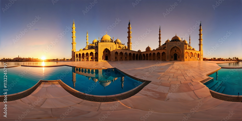 Full 360 degrees seamless spherical panorama HDRI equirectangular projection of A mosque with ...