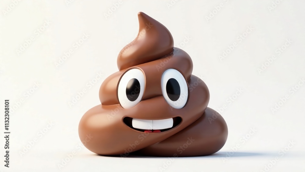 Cartoon Brown Poop Emoji with Eyes and Smile - 3D Illustration Stock ...
