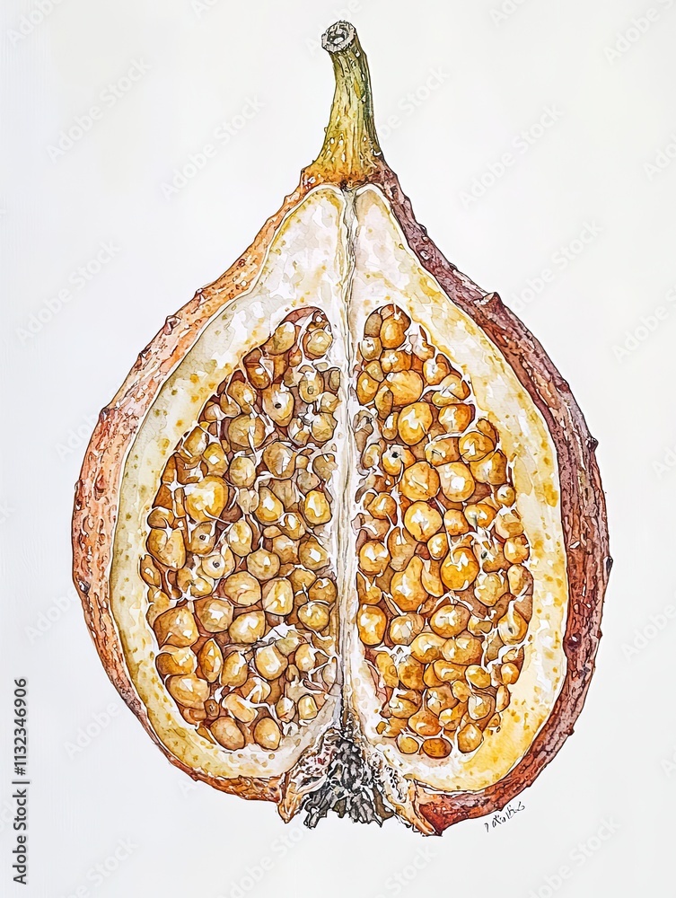 Dried Fig Cross Section Botanical Art Print Watercolor Painting Nature ...