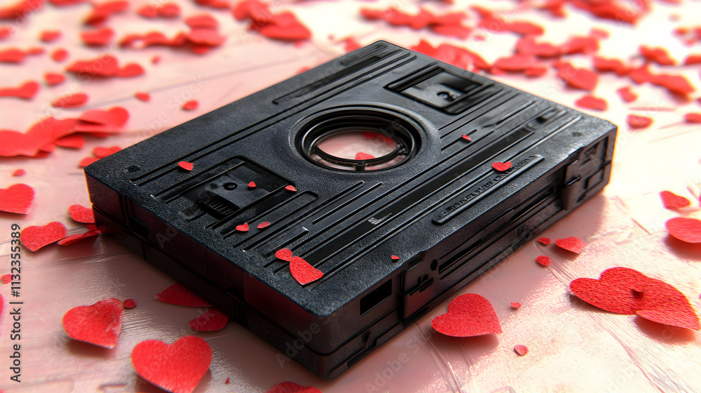 Vintage Data Cartridge Amidst Hearts, A Nostalgic Love Story, Reliving ...