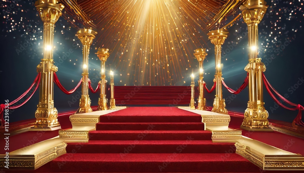 Glamorous Red Carpet Bollywood Stage with Maroon Steps and Spot Light ...
