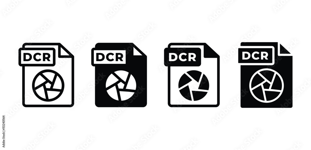 DCR file format document icon symbol sign vector design black white ...
