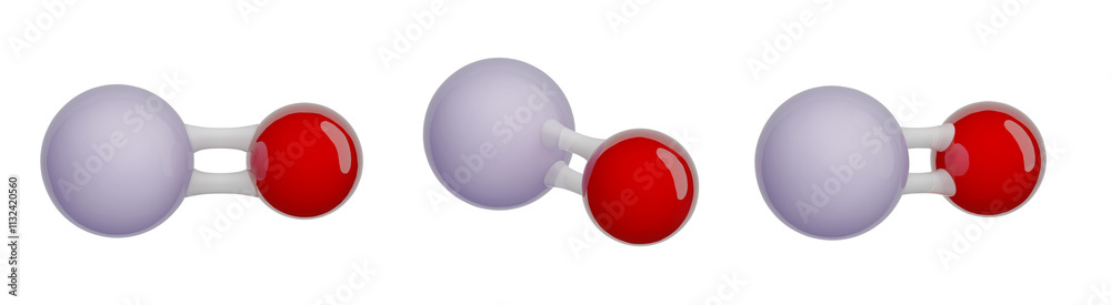 Molecule of Zinc oxide. Set of views. Molecular formula: ZnO. Chemical ...