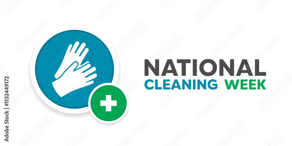 National Cleaning Week. Glove and icon plus. Great for cards, banners ...