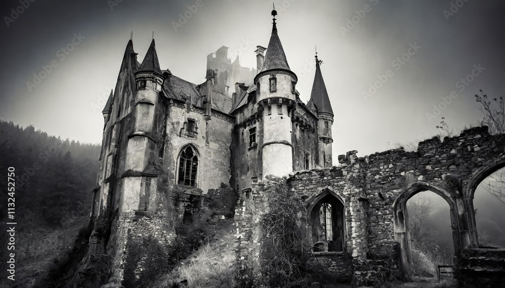 Spooky Old Gothic Castle A Hauntingly Beautiful Structure Surrounded by ...
