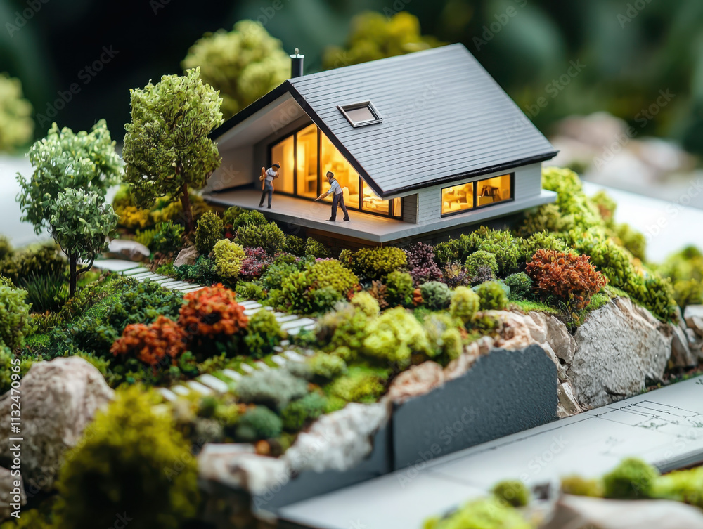 Enhancing a tiny cottage model miniature garden landscaping plans with ...