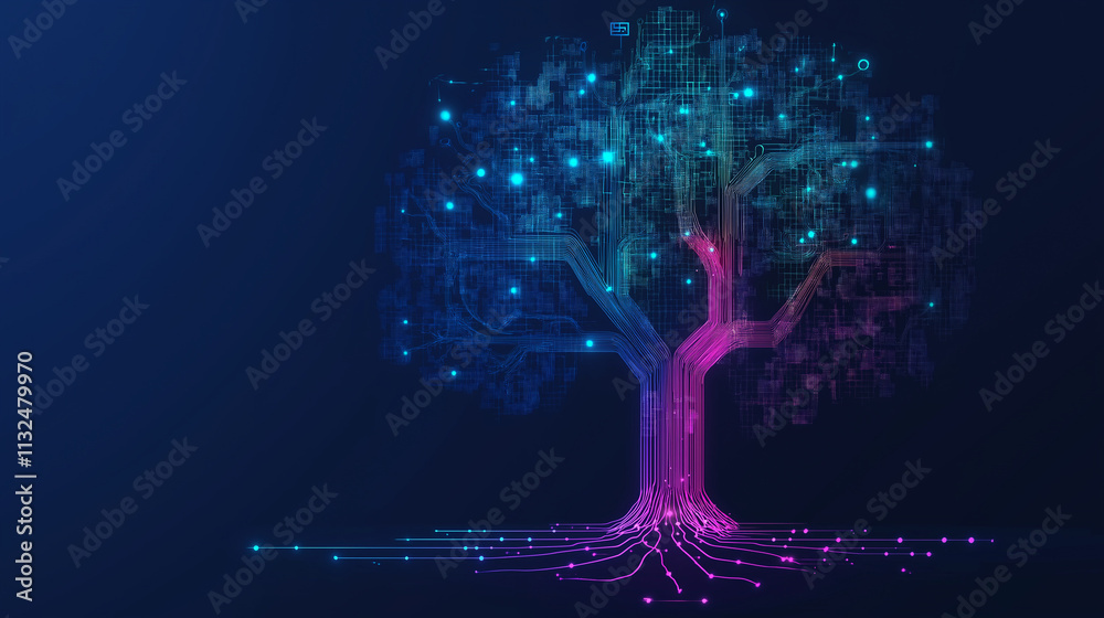Digital transformation and automation adoption tech environment abstract visual of a data-driven ...