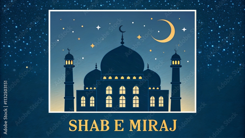 Shab e Miraj, Isra wal Miraj the night journey 27 rajab banner Stock ...