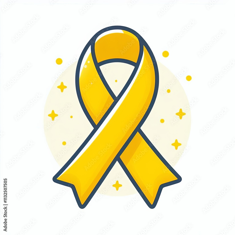 Yellow awareness ribbon icon. Flat illustration isolated on white ...
