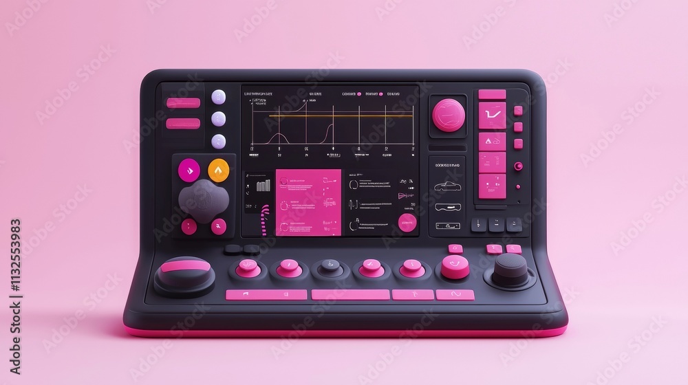 Music production controller in vibrant pink and black design showcases ...