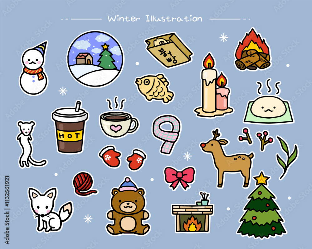 Cute winter clip art sticker illustration Stock Vector | Adobe Stock