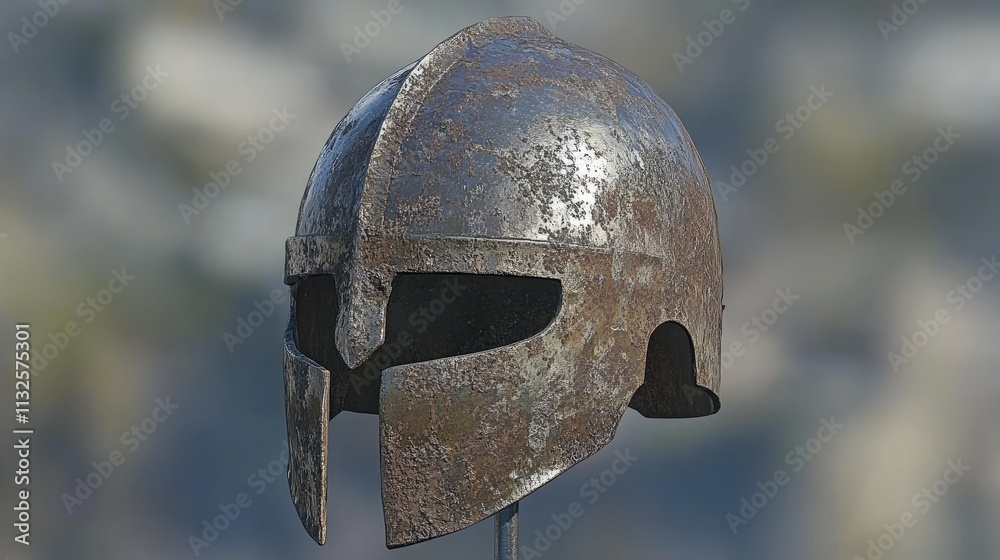 Ancient Greek Helmet with Authentic Weathered Texture and Detail Stock ...