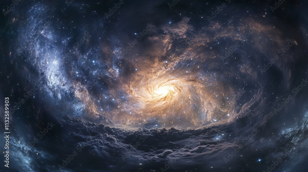 Foto de Stock Vibrant space background featuring colorful nebula and ...