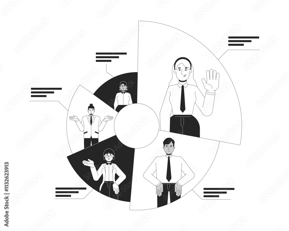 Effective workload distribution black and white 2D illustration concept ...