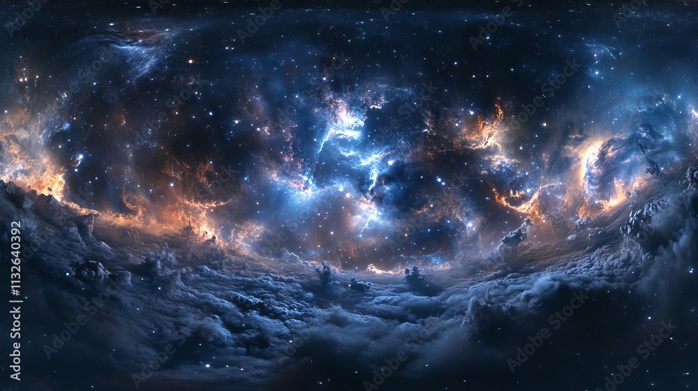 360-degree space nebula panorama in equirectangular projection - hdri ...