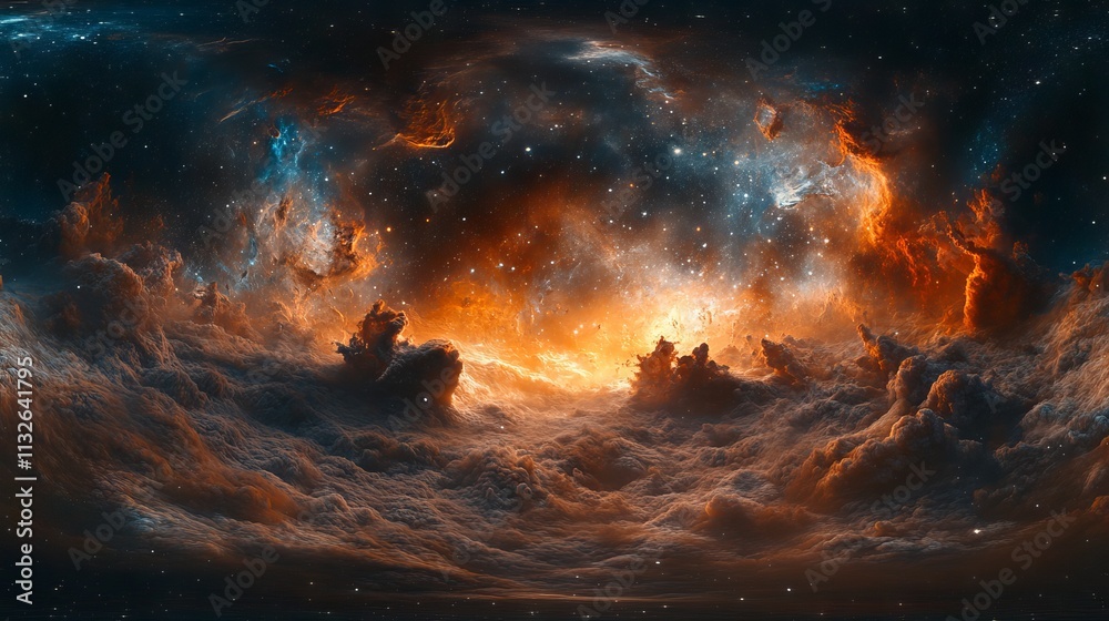 360-degree space nebula panorama in equirectangular projection - hdri ...