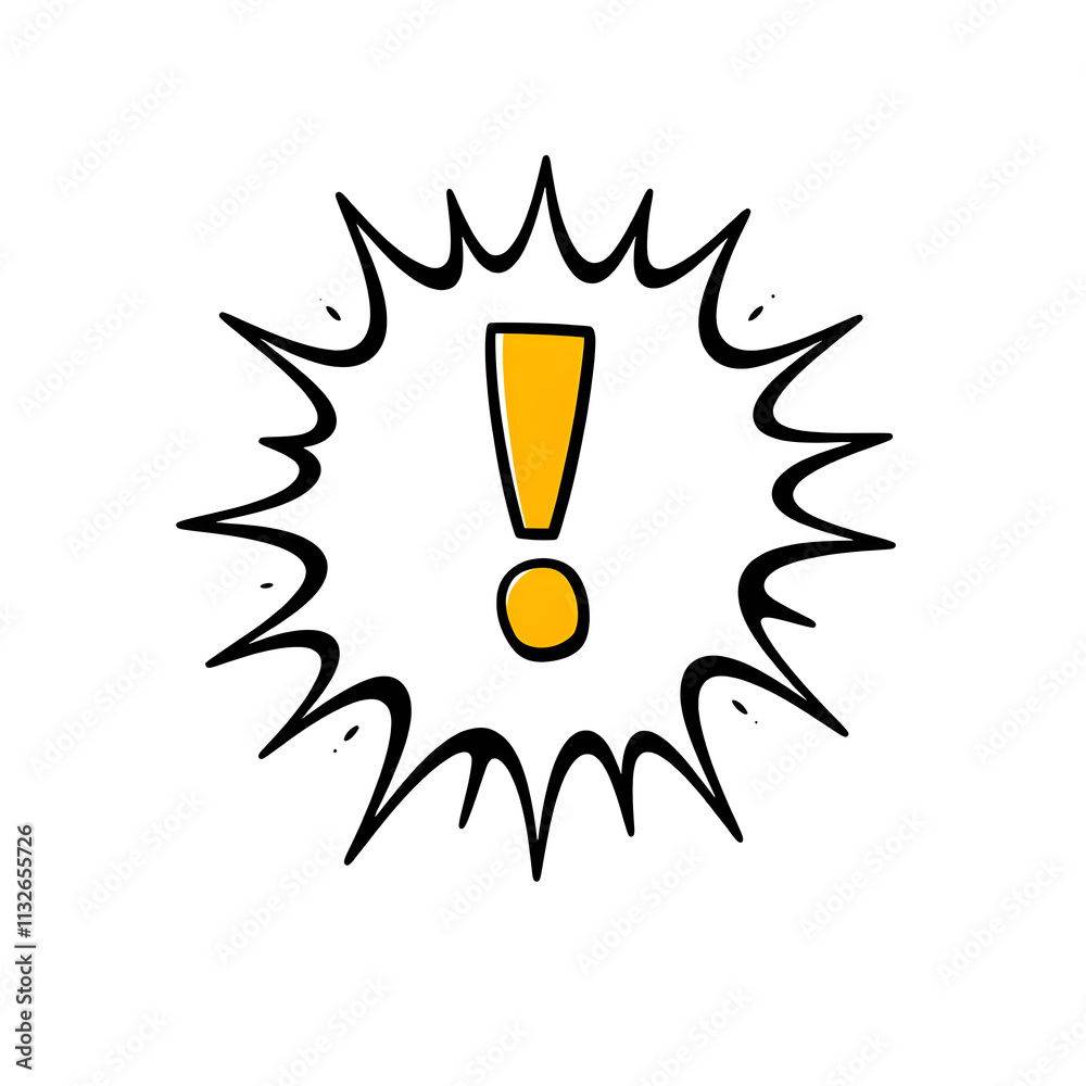 Exclamation mark icon in comic style. Danger alarm vector cartoon ...