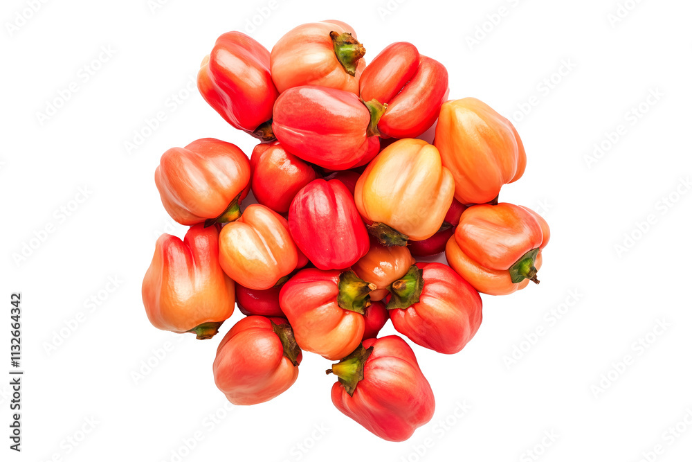 Cluster of fresh, colorful red and orange ackee isolated on white ...