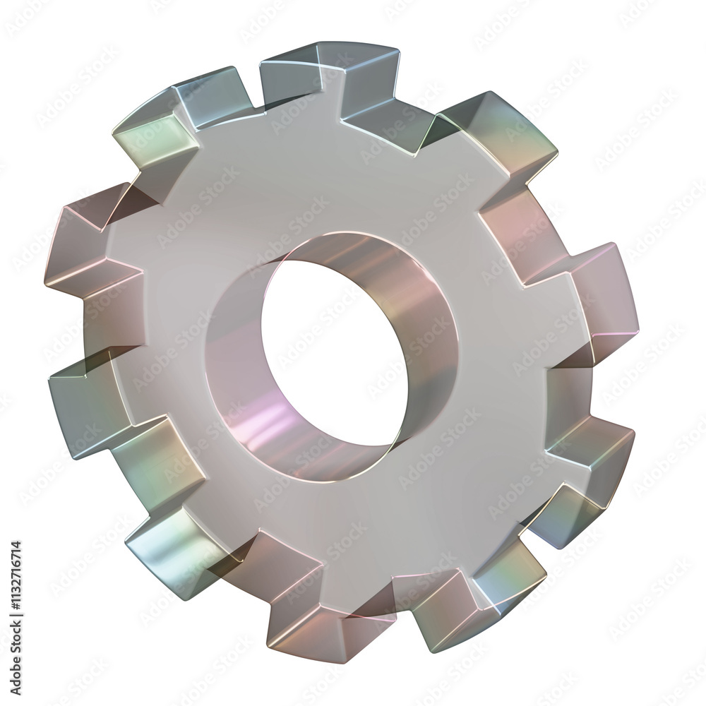 Transparent Gear 3D Shape with Iridescent Finish Stock Illustration ...