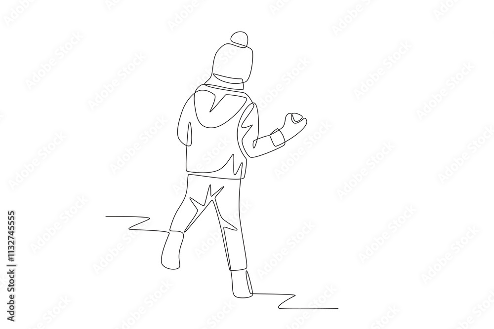 Vetor Little boy throwing snowballs. Children playing in the snow ...